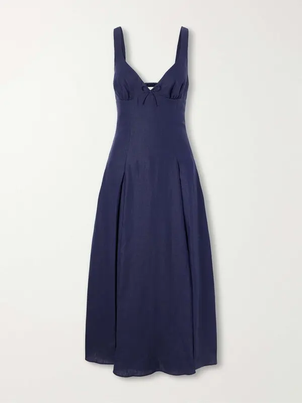Faithfull The Brand Bow-detailed Linen Midi Dress