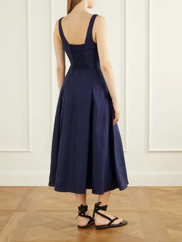Faithfull The Brand Bow-detailed Linen Midi Dress