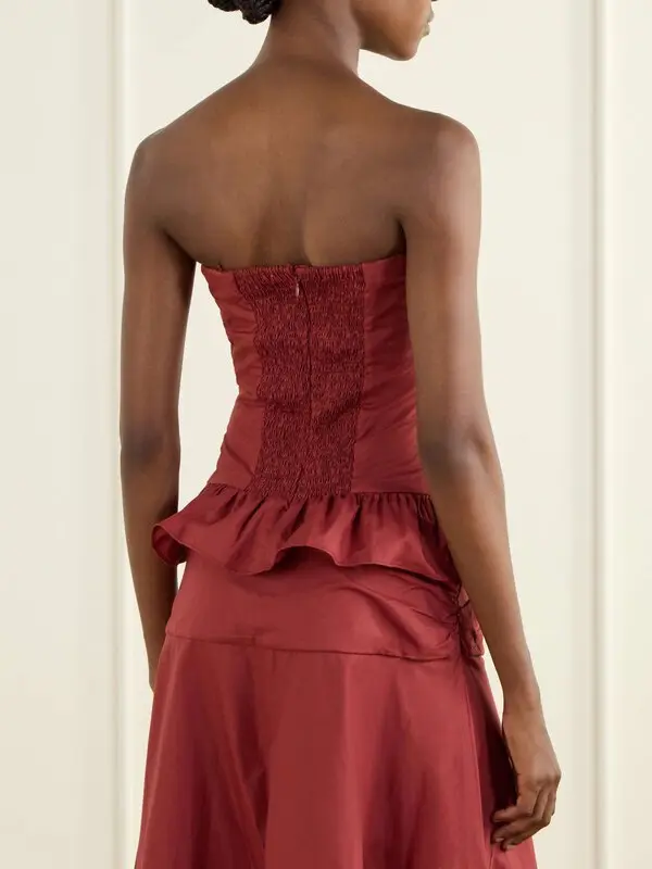 Faithfull The Brand The Simone Strapless Ruffled Cotton Top