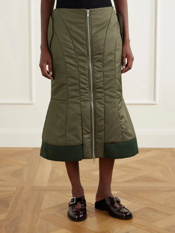 Simone Rocha Satin Midi Skirt - Green