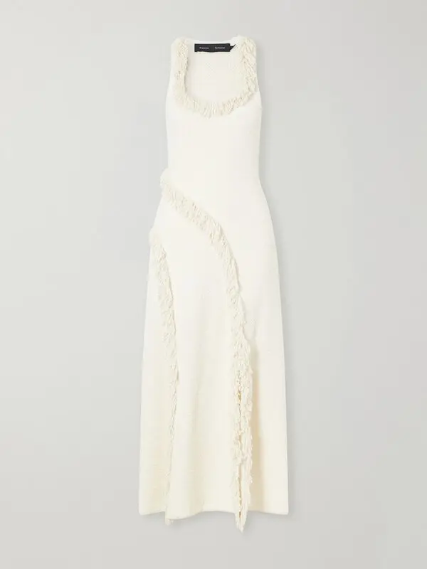 Proenza Schouler Nilo Fringed Jacquard Midi Dress - Neutrals