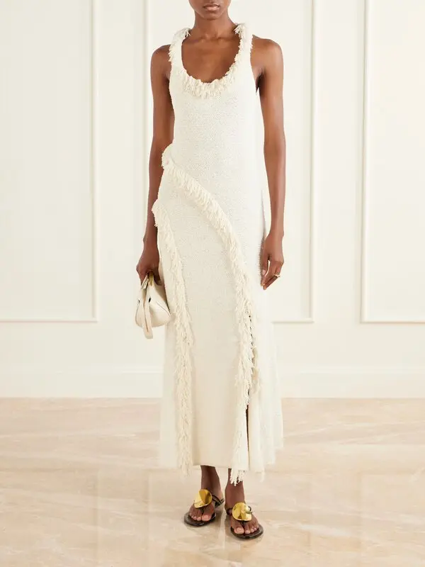 Proenza Schouler Nilo Fringed Jacquard Midi Dress - Neutrals