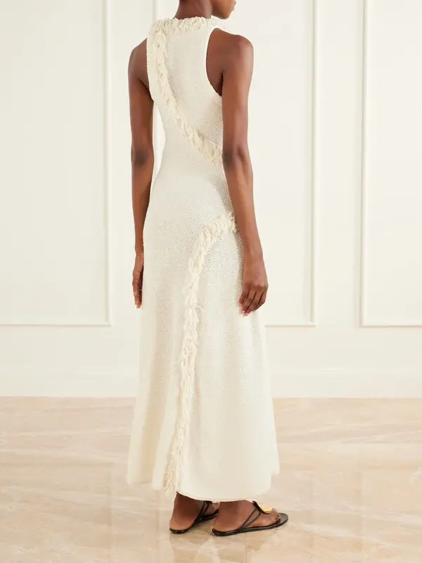 Proenza Schouler Nilo Fringed Jacquard Midi Dress - Neutrals