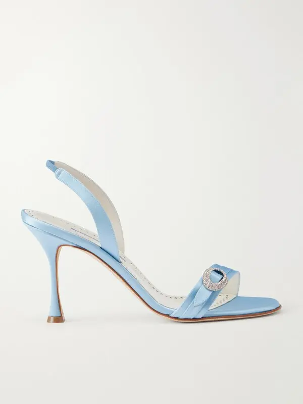 Manolo Blahnik Zutosan 90 Crystal-embellished Slingback Sandals - Blue
