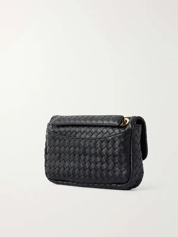 Bottega Veneta Intrecciato Leather Shoulder Bag - Black