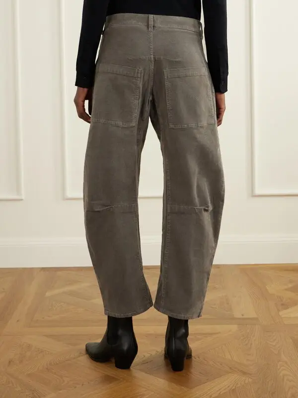 NILI LOTAN Shon Cotton-blend Corduroy Tapered Pants - Gray