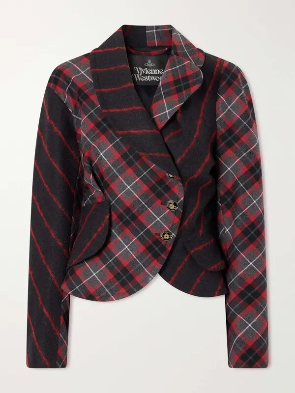 VIVIENNE WESTWOOD Stormy Checked Asymmetric Wool-blend Blazer