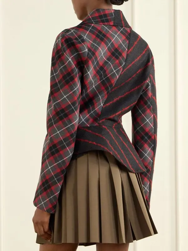 VIVIENNE WESTWOOD Stormy Checked Asymmetric Wool-blend Blazer