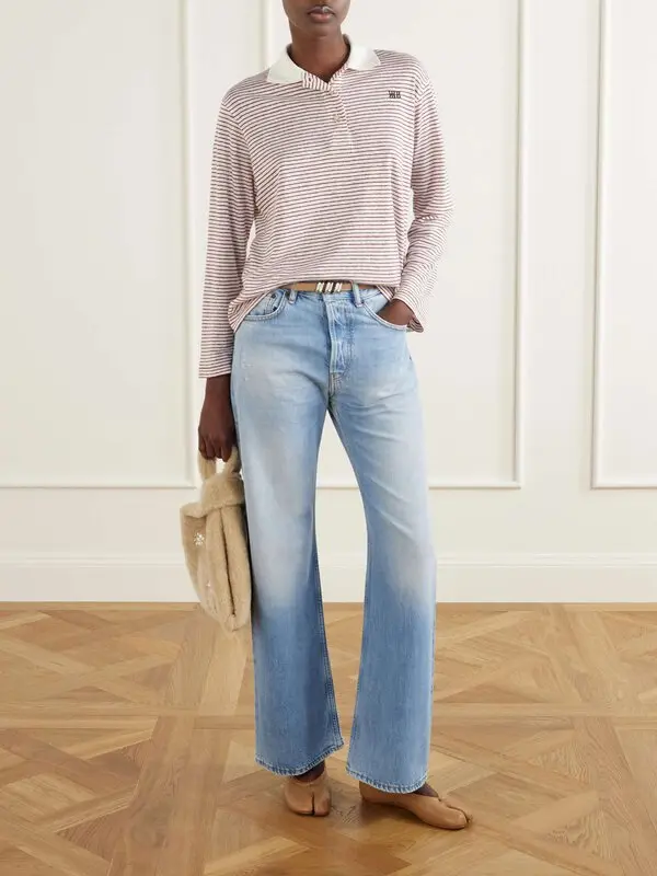 MAISON MARGIELA Tabi Split-toe Textured-leather Ballet Flats