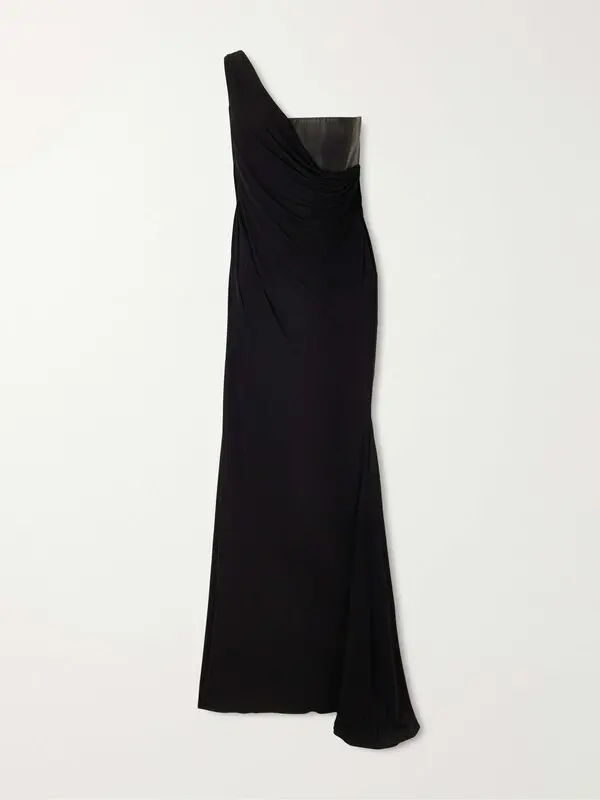 Alex Perry Asymmetrical Leather And Viscose Gown
