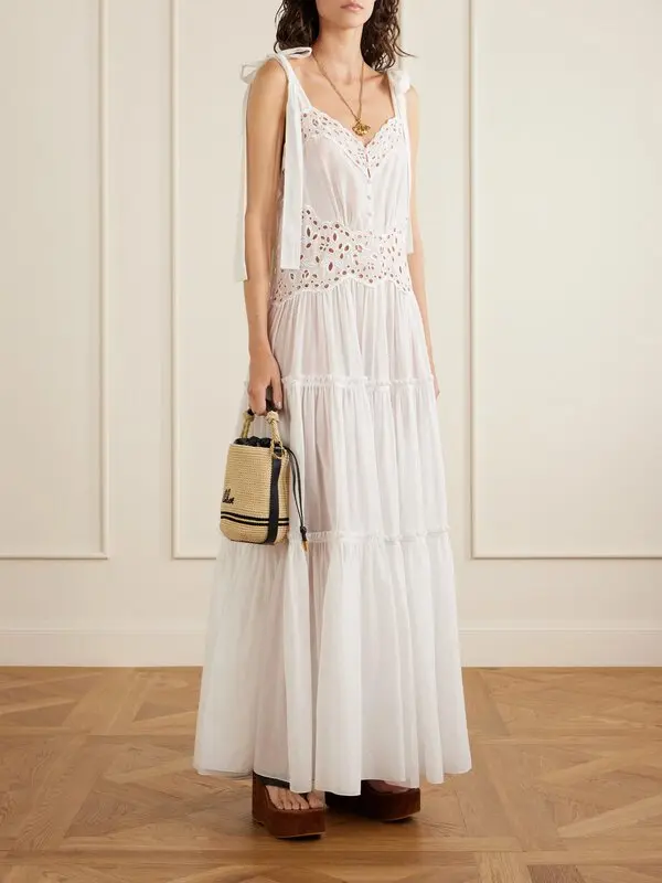 Chloé Logo Embroidered Raffia And Leather Bucket Bag - Neutrals