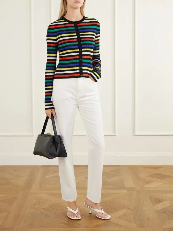 Dolce & Gabbana Ribbed Striped Silk Cardigan