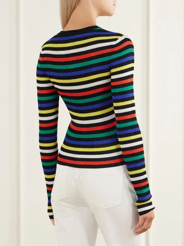 Dolce & Gabbana Ribbed Striped Silk Cardigan