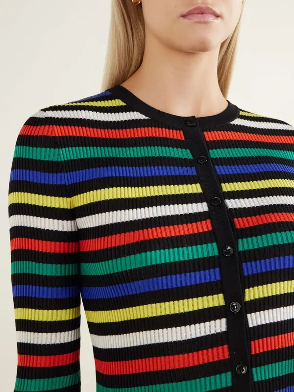 Dolce & Gabbana Ribbed Striped Silk Cardigan