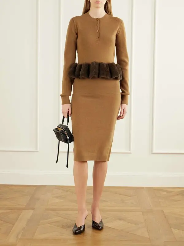 Stella McCartney Shearling-trim Wool-blend Cardigan