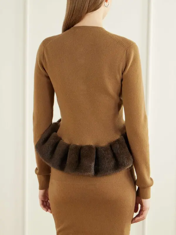 Stella McCartney Shearling-trim Wool-blend Cardigan