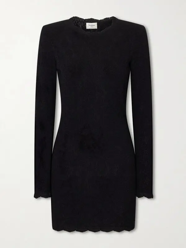 Saint Laurent Lace Mini Dress - Black
