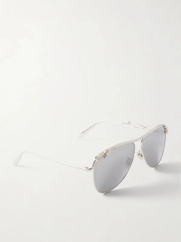 Dior Aviator Sunglasses With Bow Detail - Silver
