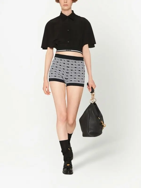Miu Miu Crepe De Chine Cropped Shirt