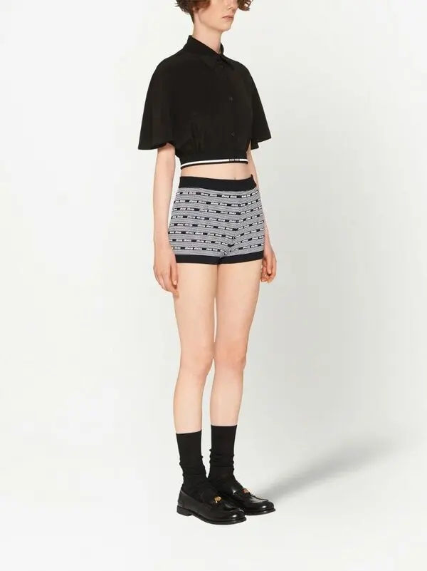 Miu Miu Crepe De Chine Cropped Shirt