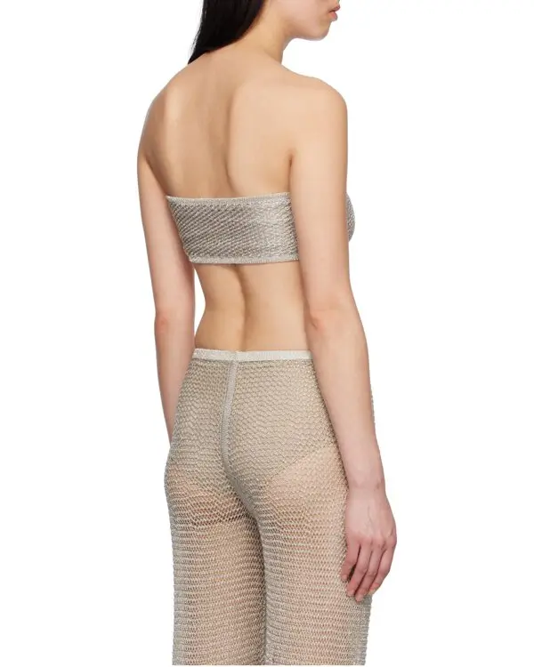 Alaïa Silver Mesh Knit Bra Top
