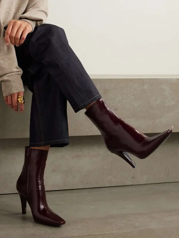 Saint Laurent Jill Square Pointed Toe Ankle Boots