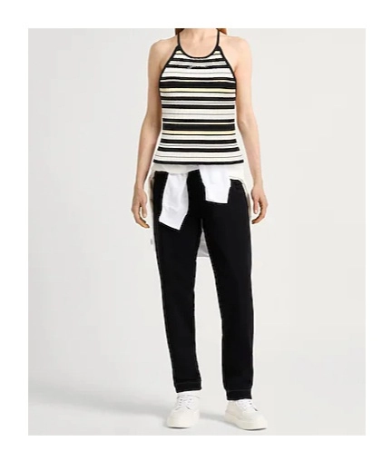 GANNI Striped Ribbed Halterneck Cropped Top