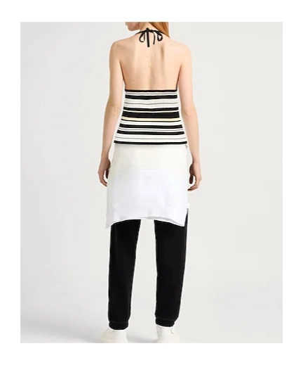 GANNI Striped Ribbed Halterneck Cropped Top