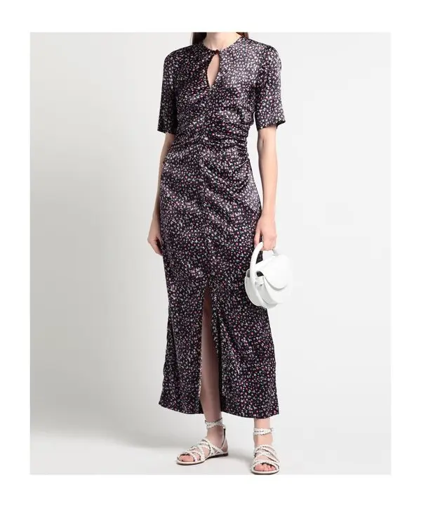 GANNI Floral Print Maxi Dress With Zip Fastening And Front Vent