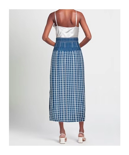 Tory Burch Two-tone Checked Pleated Maxi Skirt With Side Slit
