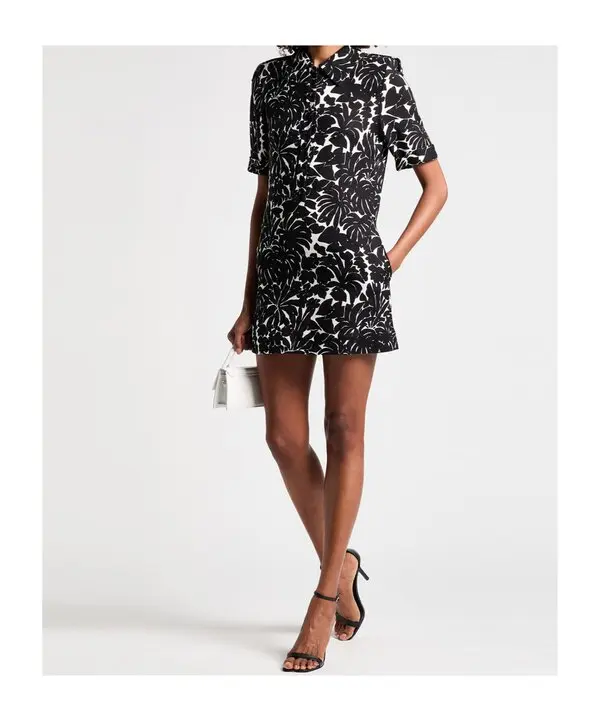 Saint Laurent Printed Short Sleeve Dress - Black