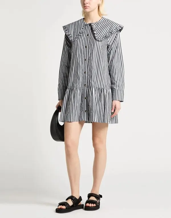 GANNI Striped Shirt Dress With Peter Pan Collar