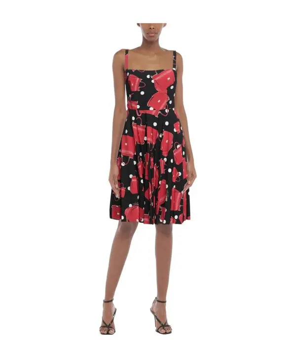 Dolce & Gabbana Sleeveless Polka Dot & Bag Print Midi Dress