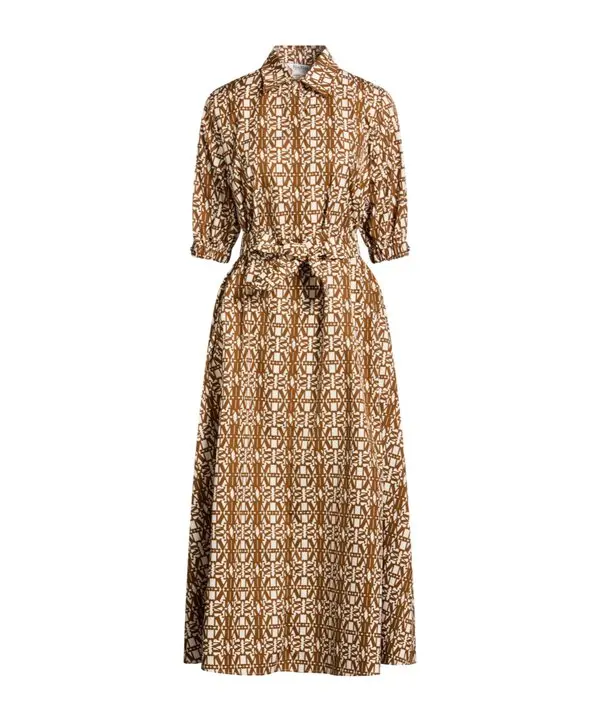 Max Mara Short Sleeve Shirt Dress With Logo Print - Brown