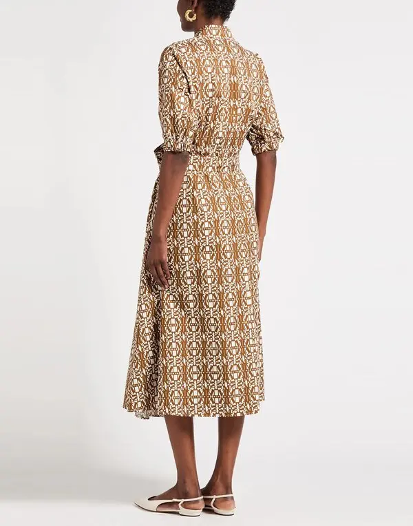 Max Mara Short Sleeve Shirt Dress With Logo Print - Brown