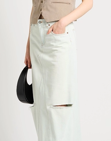 MAISON MARGIELA Light Wash Denim Maxi Skirt With Cutouts
