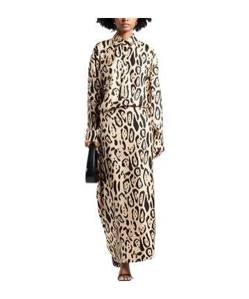 Sportmax Leopard Print Long Sleeve Shirt Dress