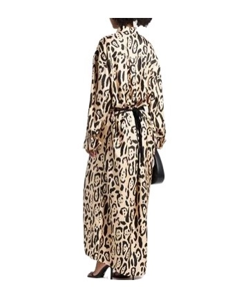 Sportmax Leopard Print Long Sleeve Shirt Dress