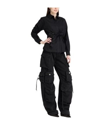 Max Mara Belted Poplin Shirt - Black