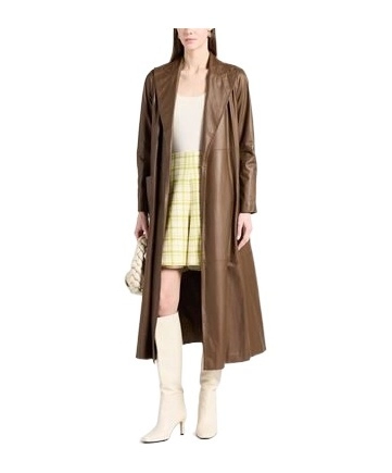 Max Mara Leather Belted Overcoat