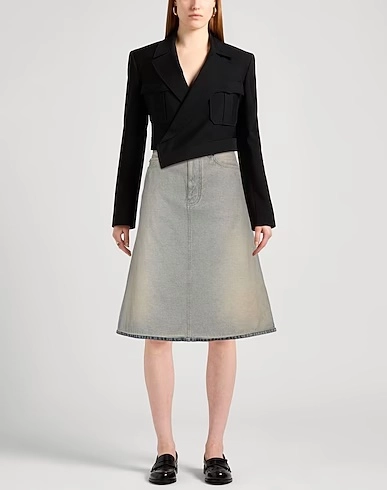 Balenciaga Light Wash Denim Flared Skirt