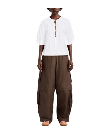 GANNI Cropped Crew-neck Blouse