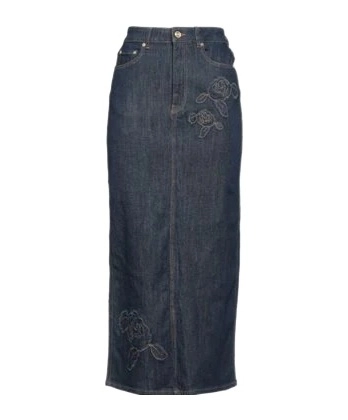 GANNI High-waisted Floral Embroidered Denim Maxi Skirt