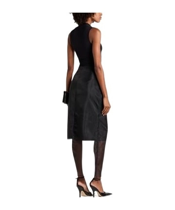 Rag & Bone Color-block Midi Skirt With Sheer Mesh Hem And Side Slit