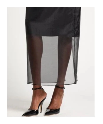Rag & Bone Color-block Midi Skirt With Sheer Mesh Hem And Side Slit