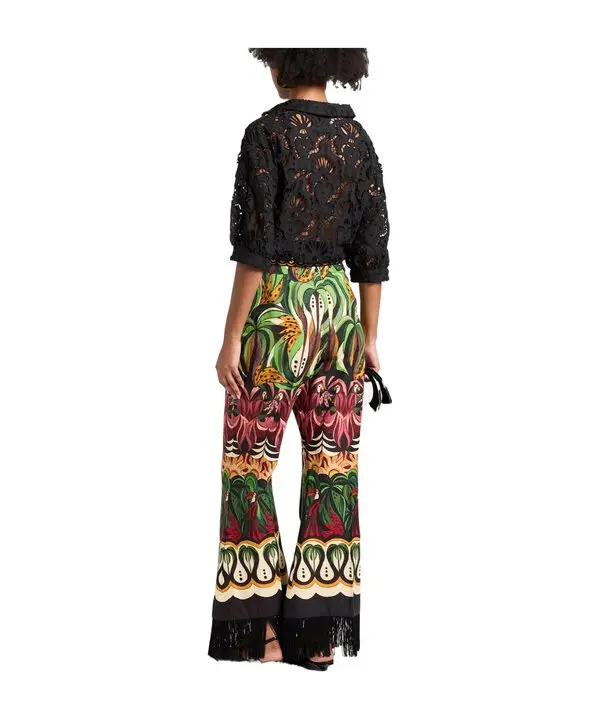 Farm Rio Printed Flared Trousers With Tassels