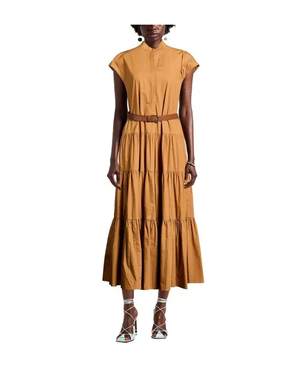 Max Mara Poplin Tiered Shirt Dress