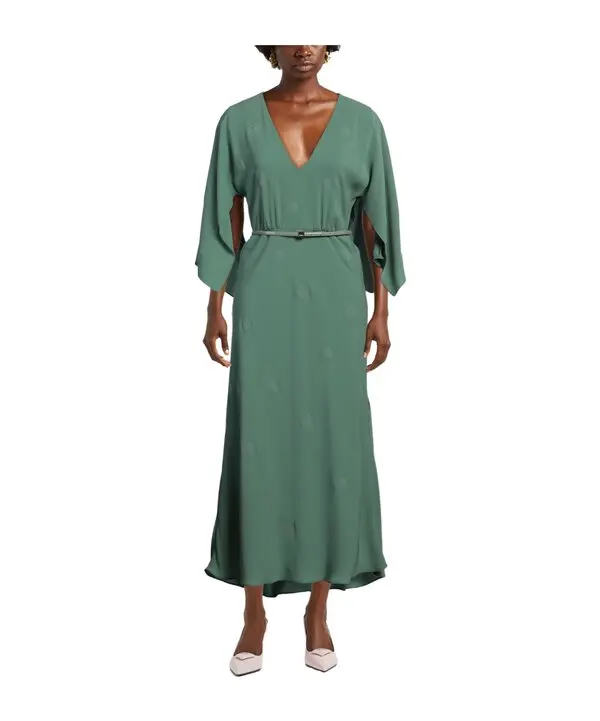 Max Mara Flared Crepe Dress With Embellishments