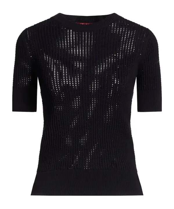 Max Mara Knit Short Sleeve Top - Blue