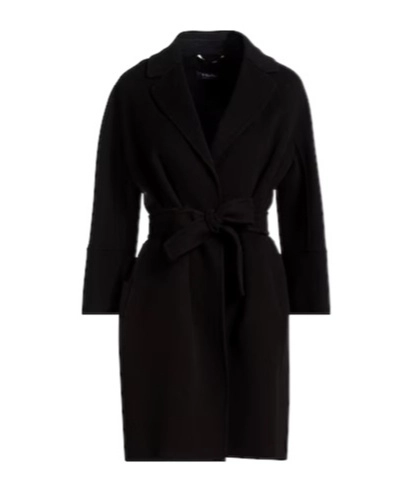 Max Mara Belted Wool Coat - Black